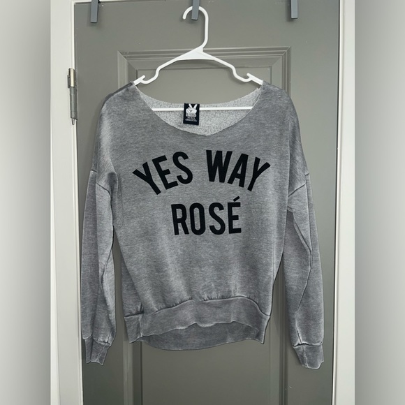Tops | Yes Way Ros Sweatshirt Cropped Off The Shoulder Xs | Poshmark